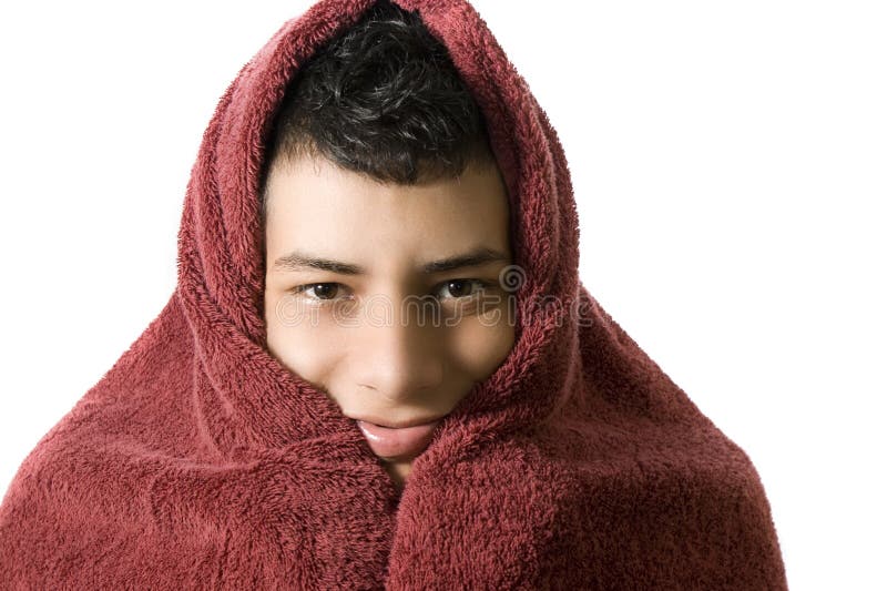 Man with a Towel Over His Head Stock Photo - Image of handsome, washing ...