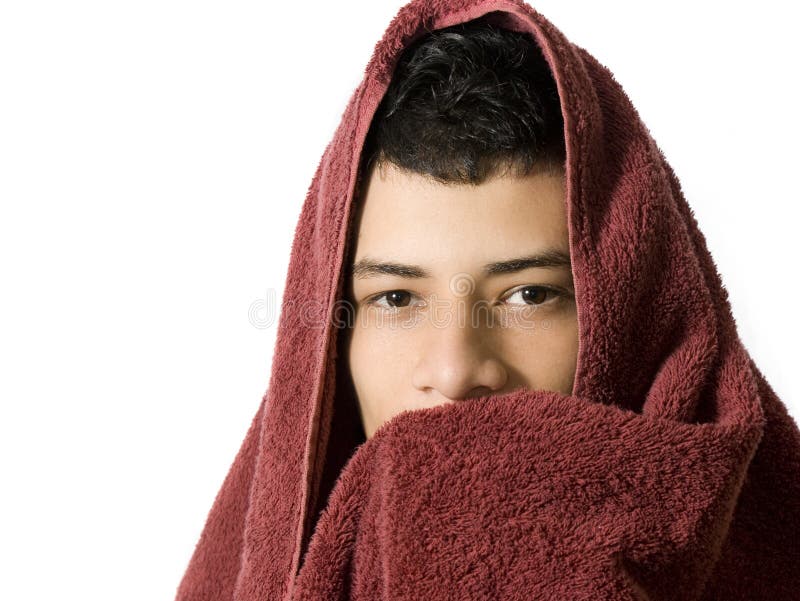 Man with a Towel Over His Head Stock Image - Image of wash, attractive ...