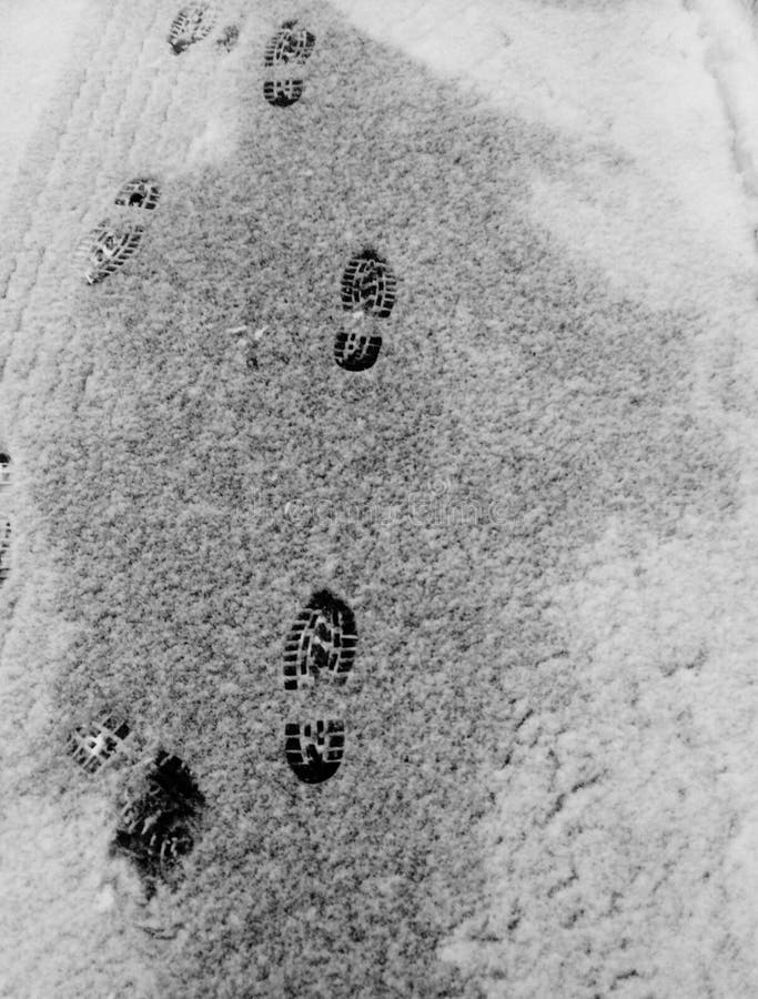 Man Trace Track on the Snow Stock Photo - Image of foot, silhouette ...