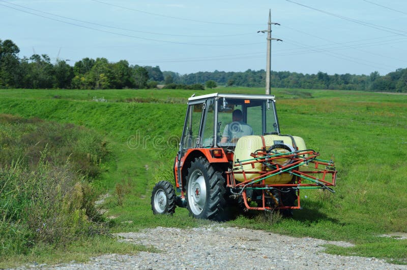 Man with a Tractor Goes To the Field Stock Image - Image of farm, field ...