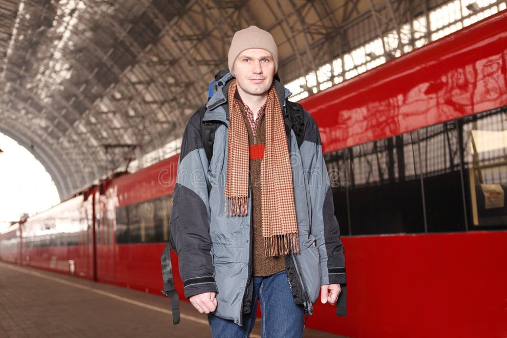 Man at the train station stock image. Image of passenger - 8736591