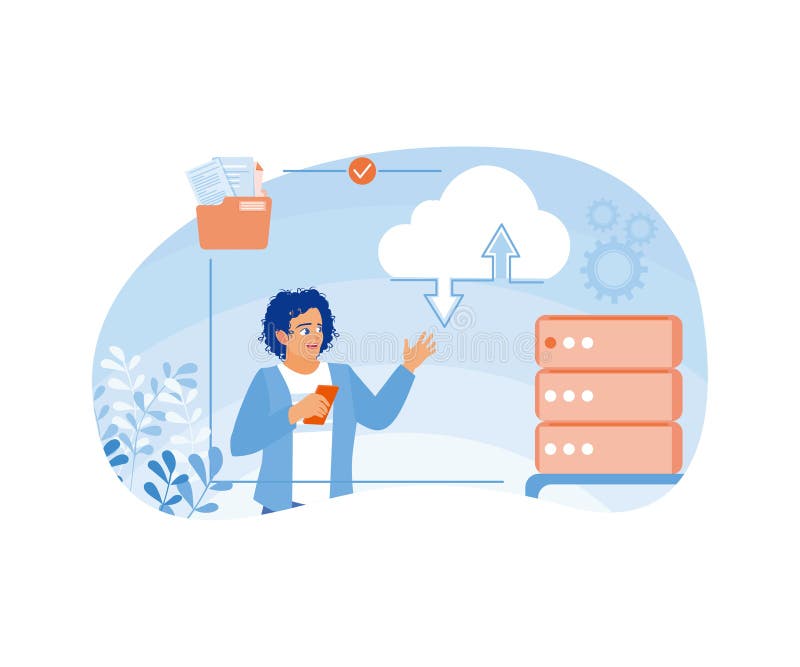 Man Transfers Data from Cell Phone To Computer. Use Software ...