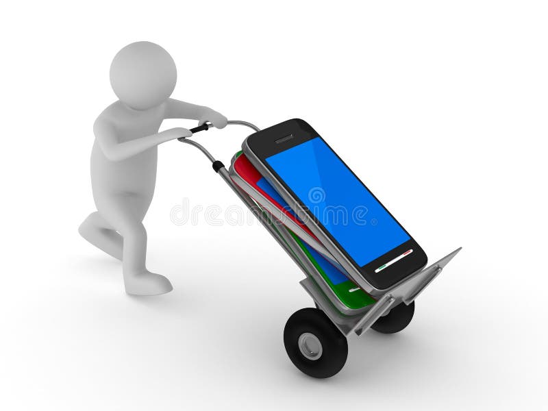 Man Transportation Mobile Phone. Isolated 3D Stock Illustration ...