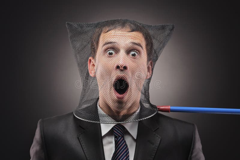 Man Trapped in a Butterfly Net Stock Image - Image of scream, caught ...