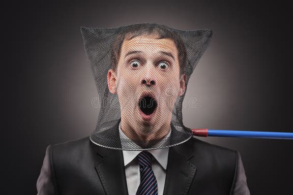 Man Trapped in a Butterfly Net Stock Image - Image of scream, caught ...