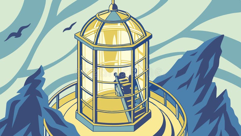 Man Trapped in Large Birdcage Structure, Confinement Metaphor, Vector ...