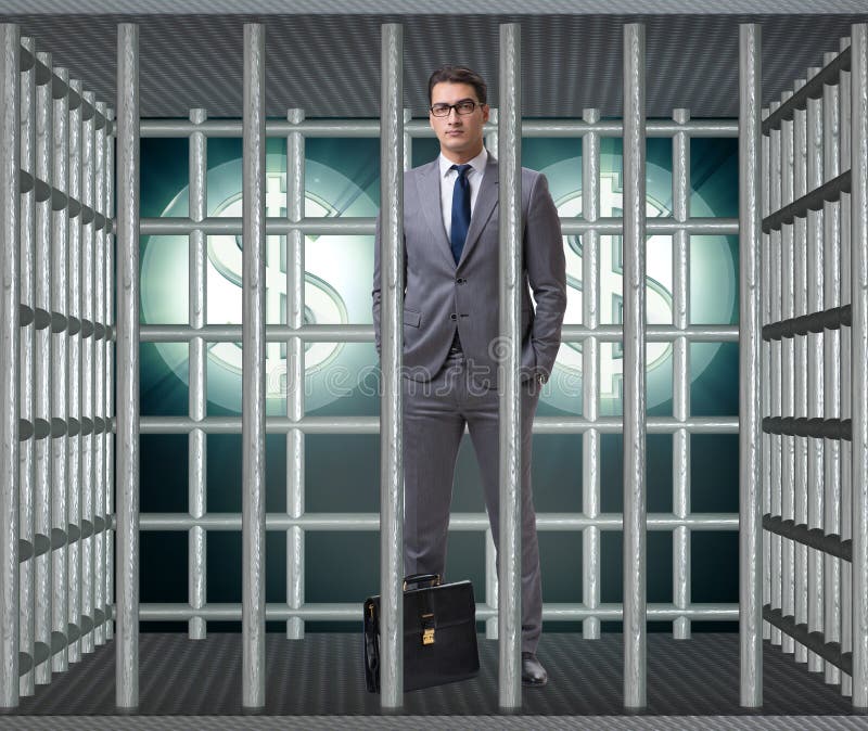 Man Trapped in Prison with Dollars Stock Photo - Image of captured ...