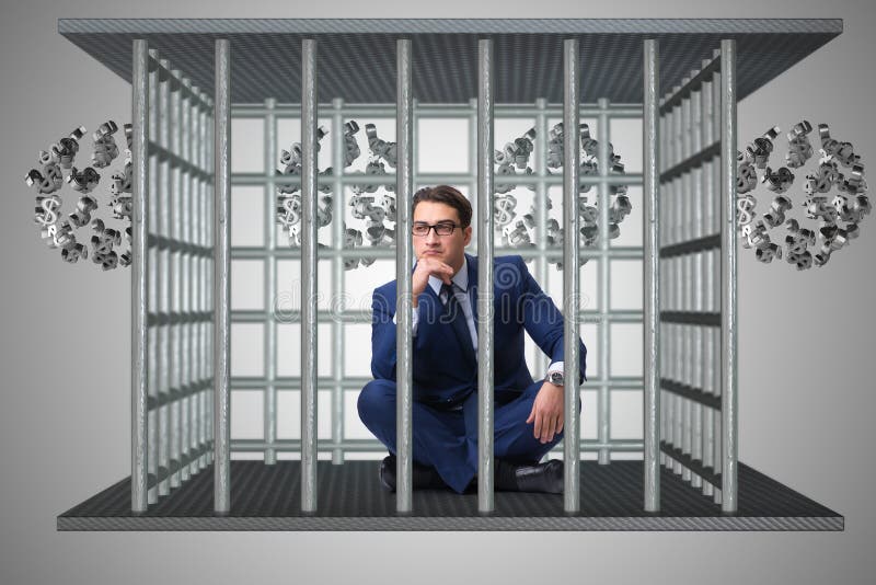The Man Trapped in Prison with Dollars Stock Image - Image of justice ...