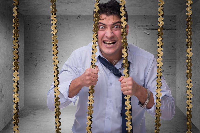 The Man Trapped in Prison with Dollars Stock Photo - Image of guilty ...