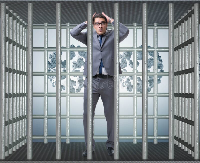 Man Trapped in Prison with Dollars Stock Photo - Image of imprisoned ...