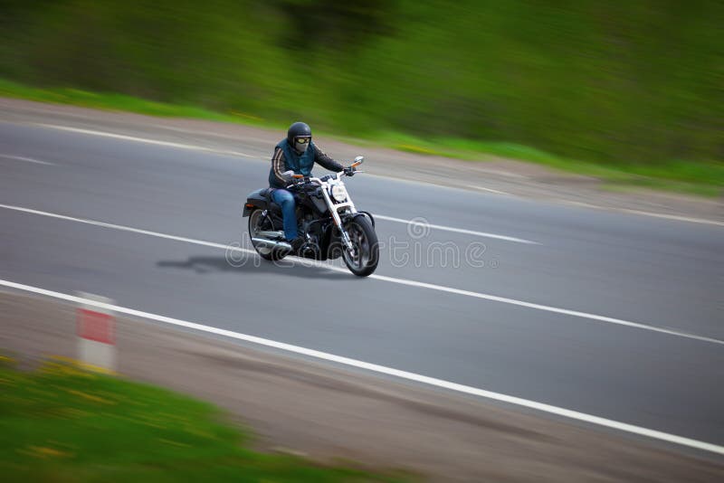 Man Traveling on a Classic Motorcycle - Chopper Stock Photo - Image of ...