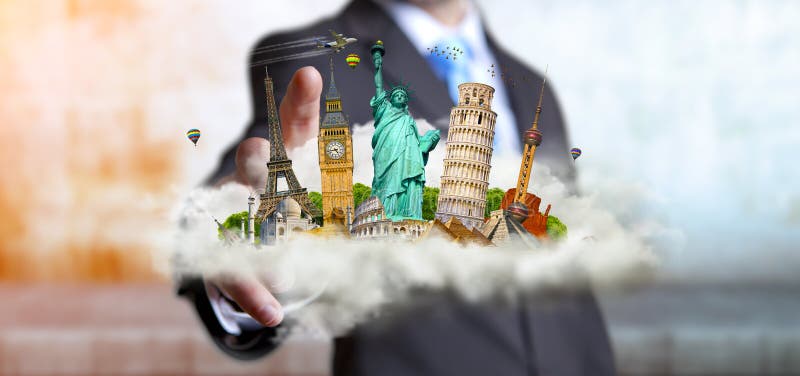 Man travelling the world stock illustration. Illustration of ...