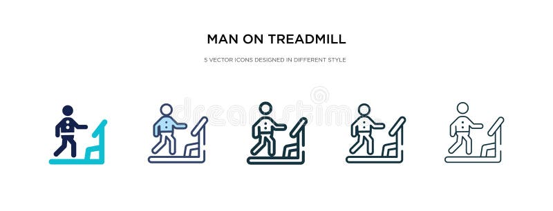 Man on Treadmill Icon in Different Style Vector Illustration. Two ...