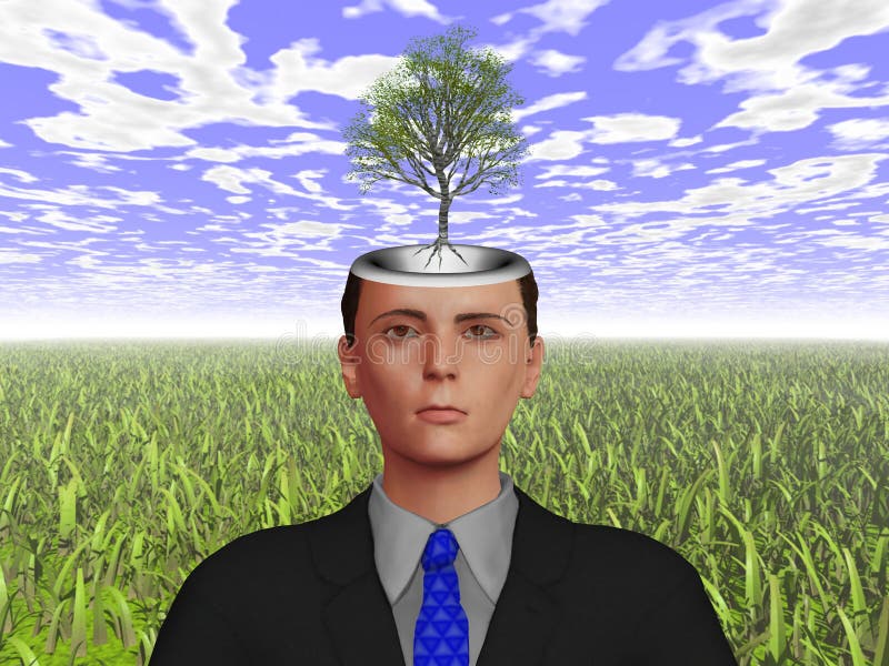 Man Who Thinks about a Tree Stock Illustration - Illustration of ...