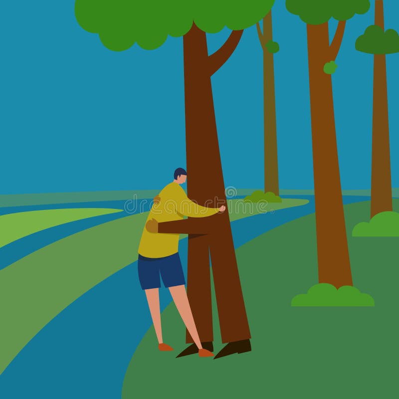 A Man and a Tree Hug Each Other. Stock Vector - Illustration of people ...