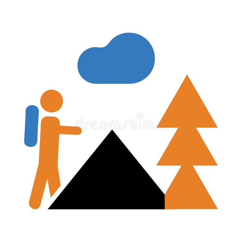 Man, Tree, Road, Mountain, Travel Adventure Icon Stock Vector ...