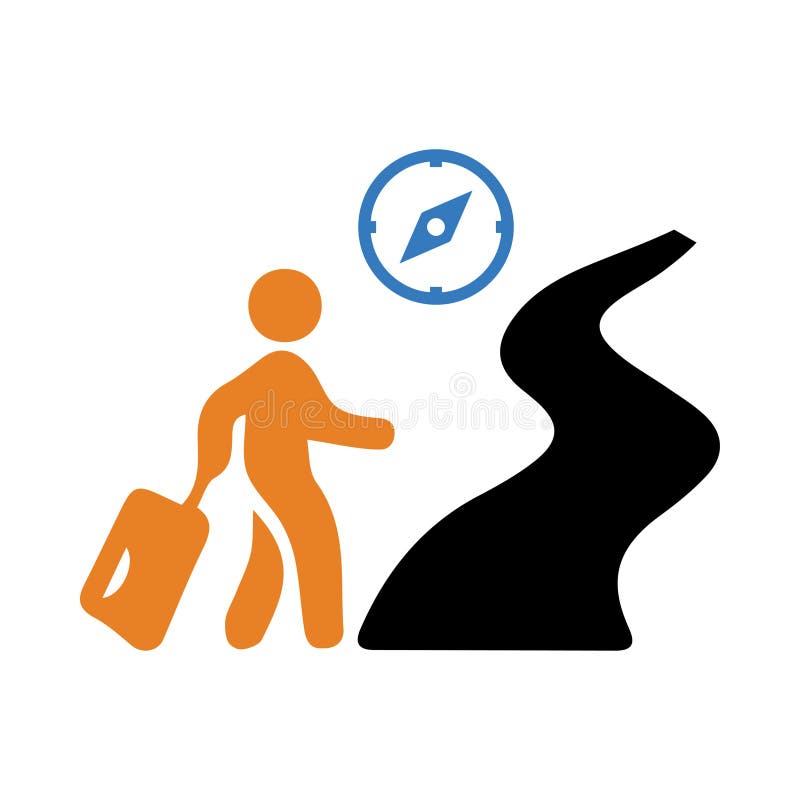 Man, Tree, Road, Mountain, Travel Adventure Icon Stock Vector ...