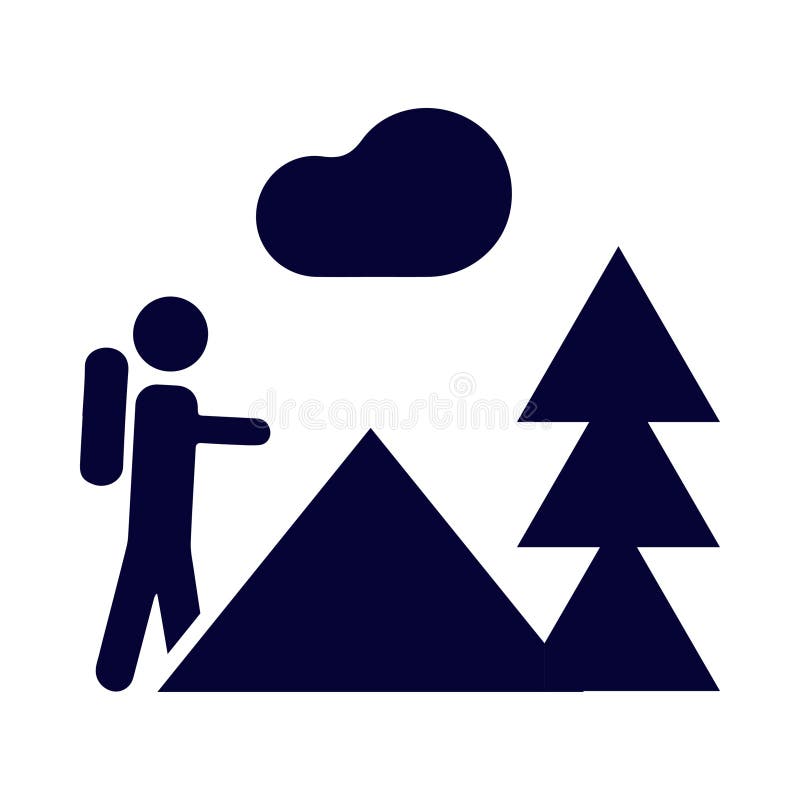 Man, Tree, Road, Mountain, Travel Adventure Icon Stock Vector ...