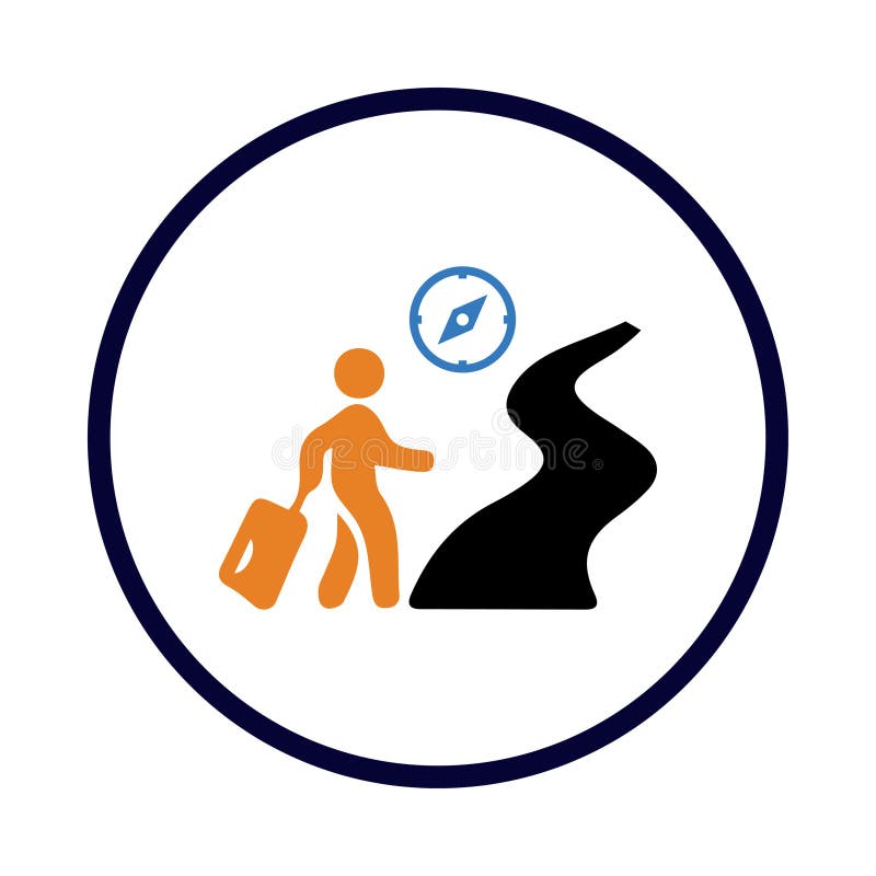 Man, Tree, Road, Mountain, Travel Adventure Icon Stock Vector ...