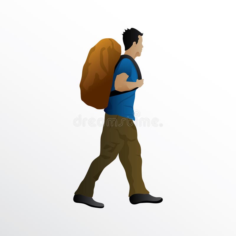 Man Trekking. Vector Illustration Decorative Design Stock Vector ...