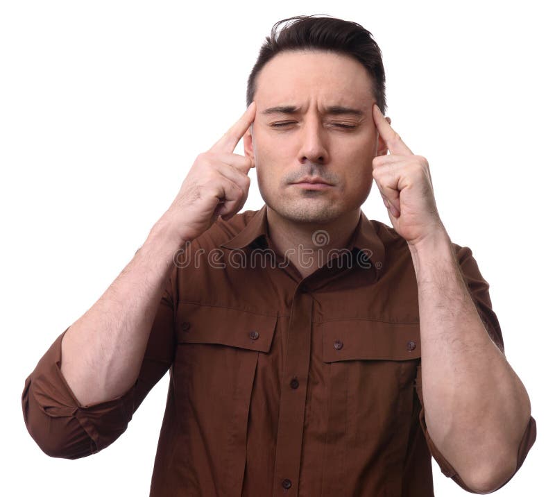 Man Tries To Focus on His Thoughts Stock Photo - Image of portrait ...