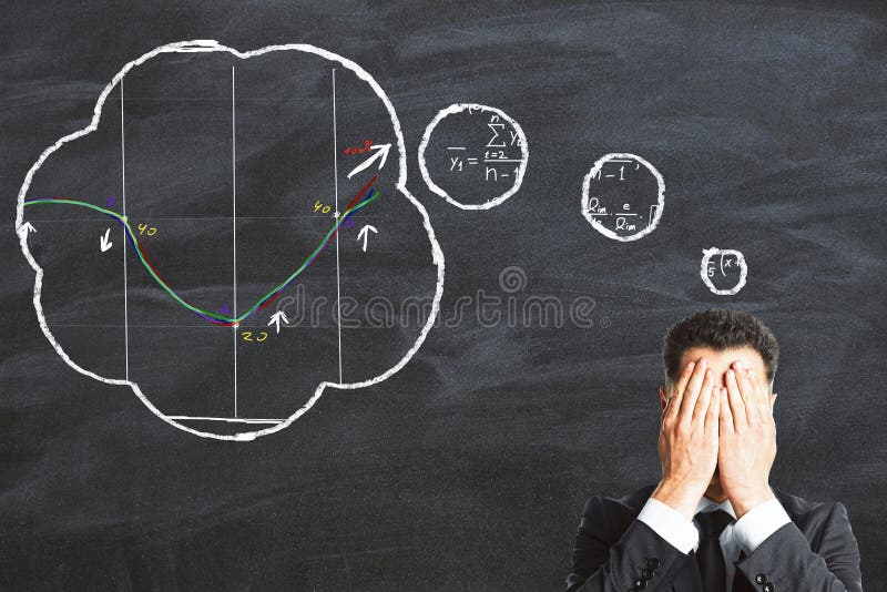 Man Tries To Solve the Equation Concept Stock Photo - Image of business ...