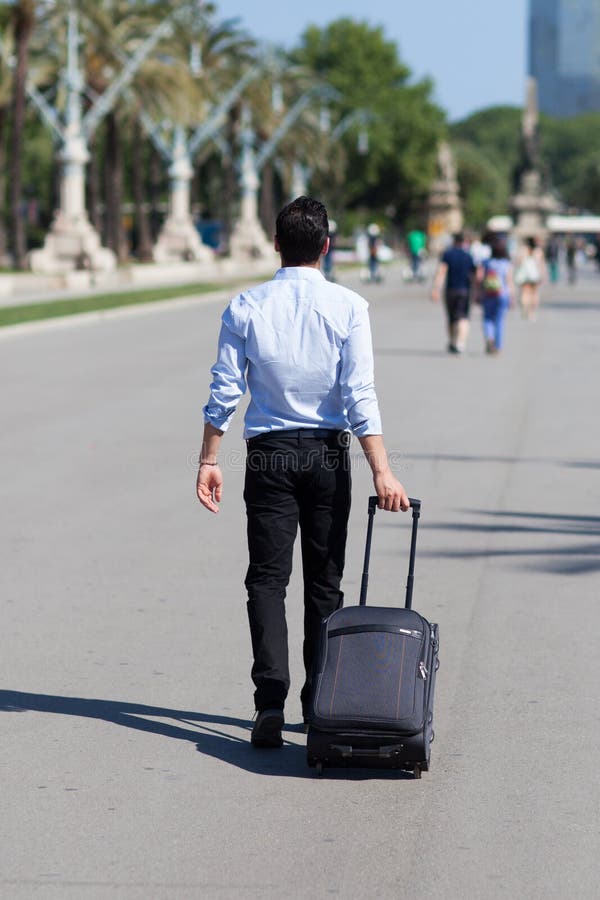 Man with trolley stock image. Image of look, mobile, trip - 41021563