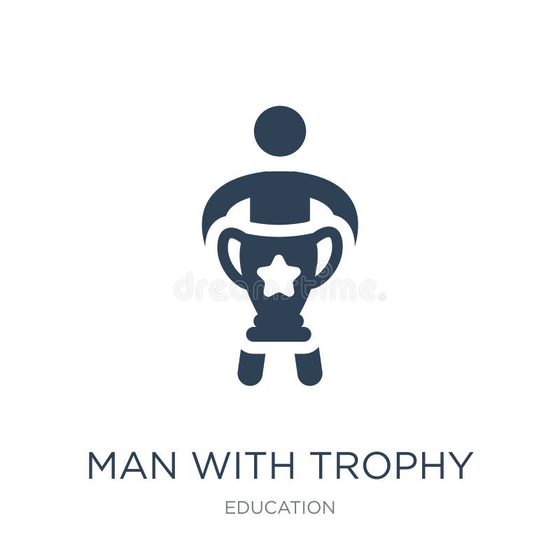 Man with Trophy Icon in Trendy Design Style. Man with Trophy Icon ...