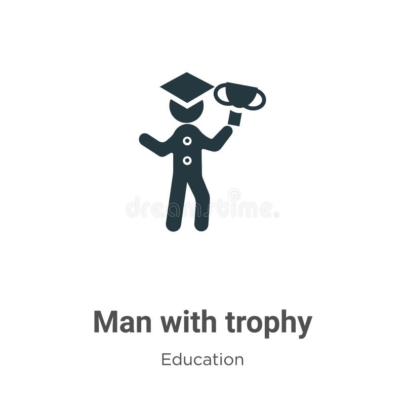 Man with Trophy Vector Icon on White Background. Flat Vector Man with ...