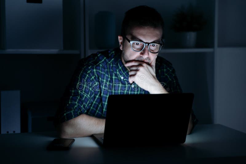 Man in Trouble Having a Problem with Computer Stock Image - Image of ...