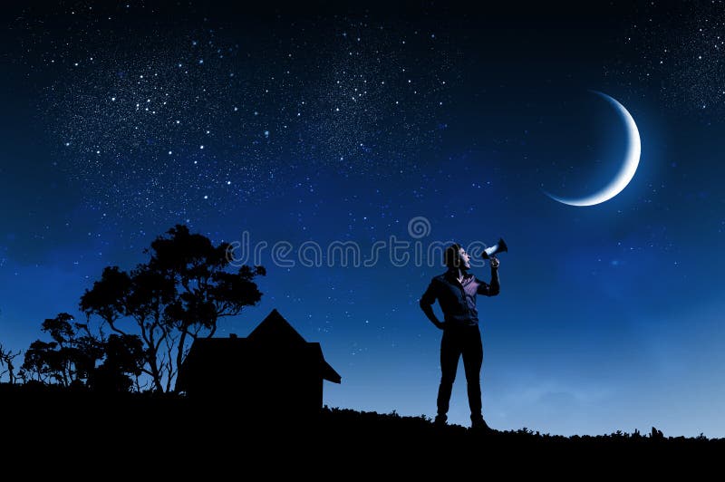 Man with trumpet stock photo. Image of scream, sound - 42881720