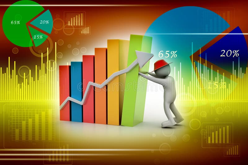 Man Trying To Make Graph in Success Stock Illustration - Illustration ...