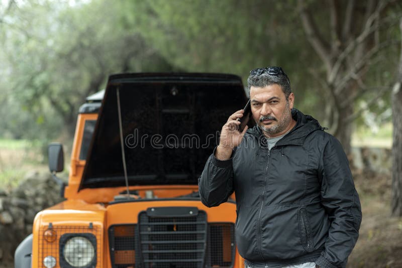Man Trying To Repair Broken Car Stock Image - Image of broke, failure ...