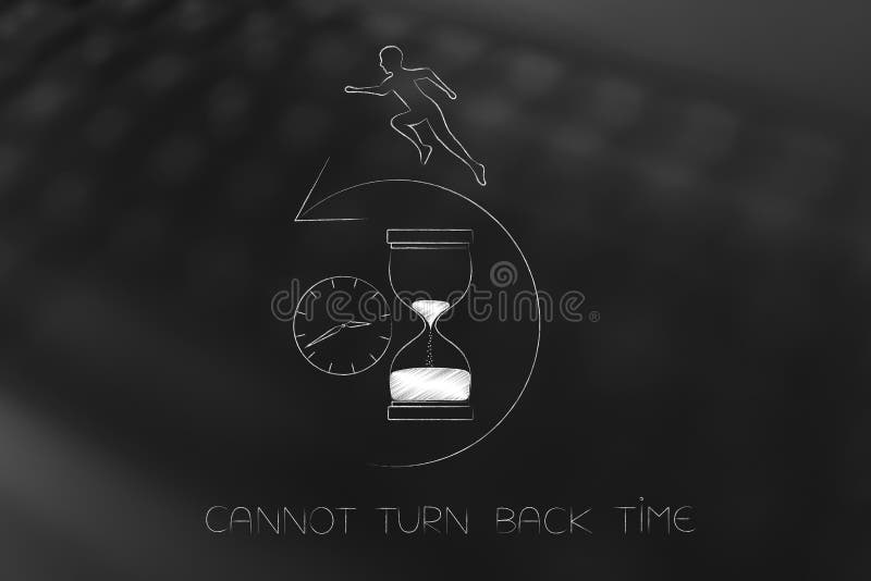 Man Trying To Reverse Time by Running Backward on Hourglass and Stock ...
