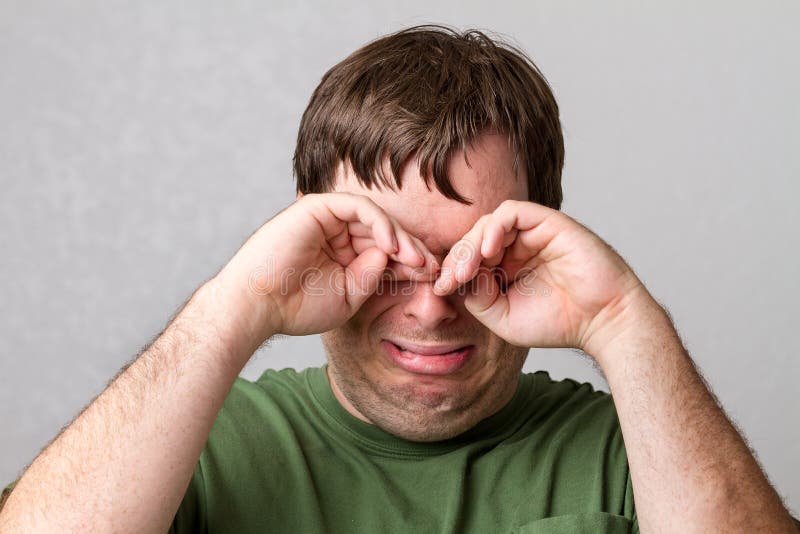 Man Trying To Take Away the Tears Stock Photo - Image of face, hopeless ...