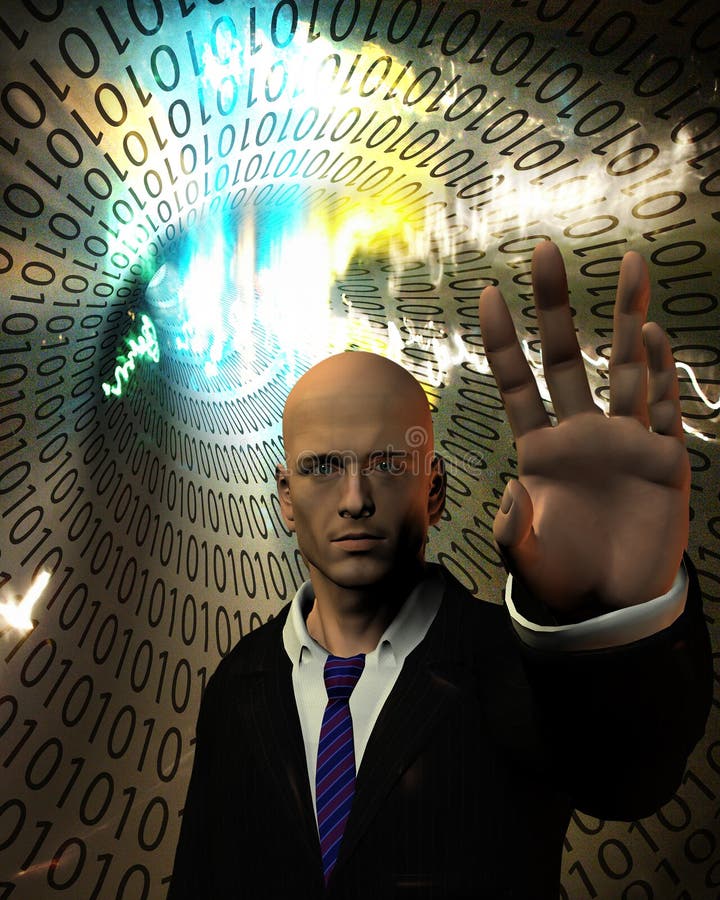 Man before Tunel of Binary Code Stock Illustration - Illustration of ...