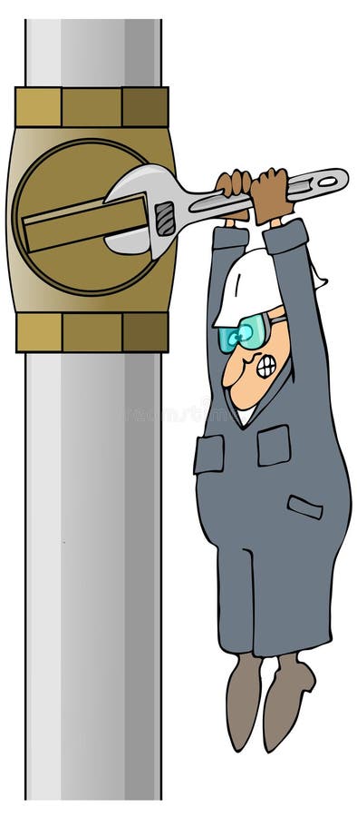 Man Turning Big Valve stock illustration. Illustration of goggles ...