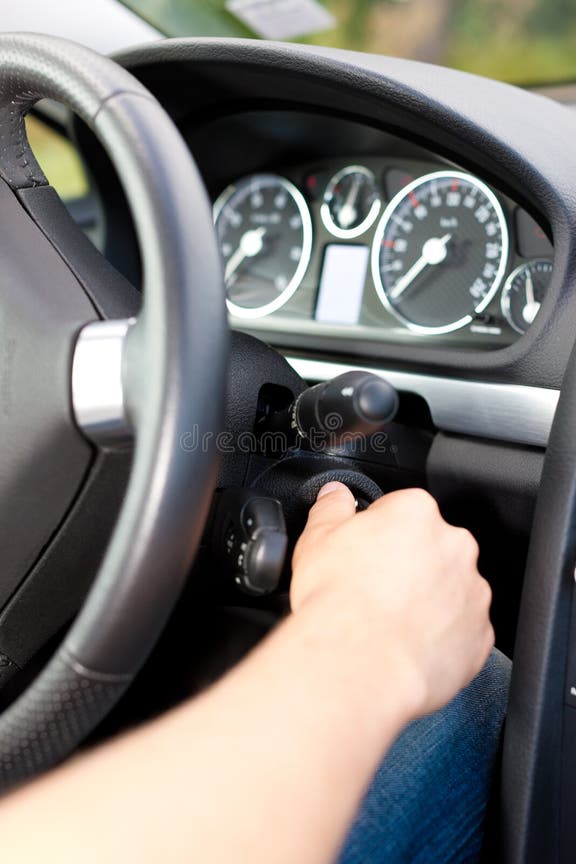 Man Turning the Ignition Key of His Car Stock Photo - Image of ignition ...