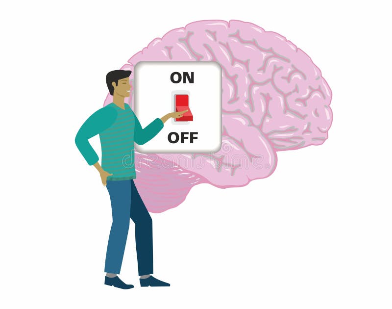 Man Turning Off Brain. Isolated. Vector Illustration. Stock Vector ...