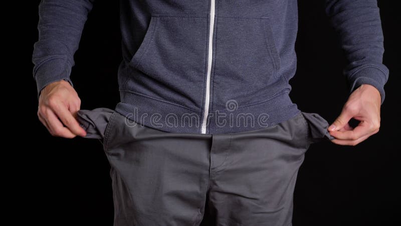 Man Turns the Empty Pockets Inside Out. Stock Video - Video of people ...