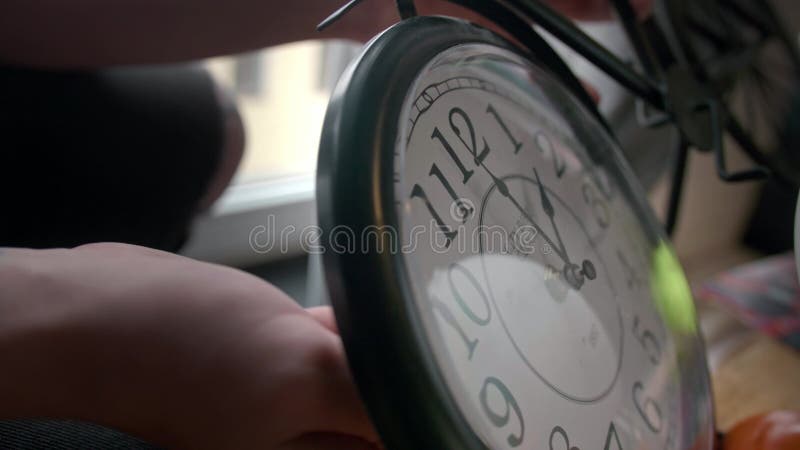 Man Turns the Hands of a Decorative Clock Stock Video - Video of ...