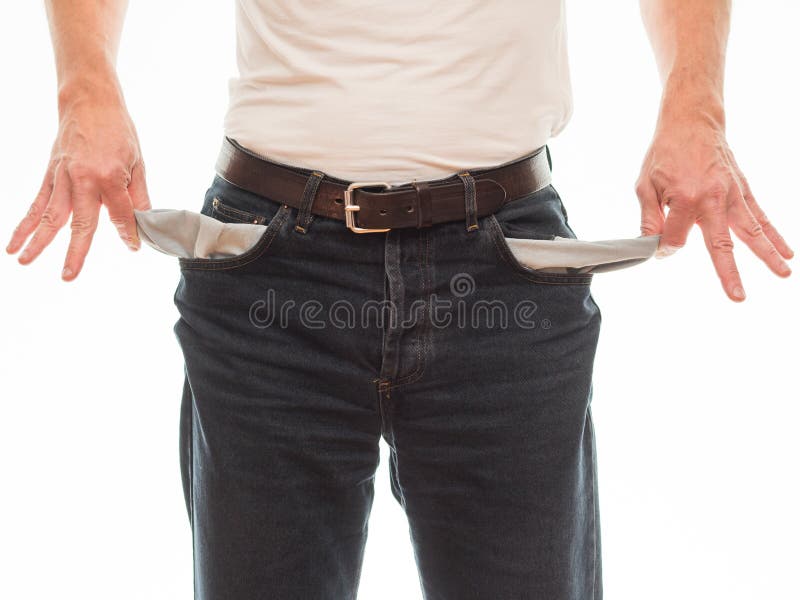 Man turns his pockets out stock image. Image of precarious - 47058911