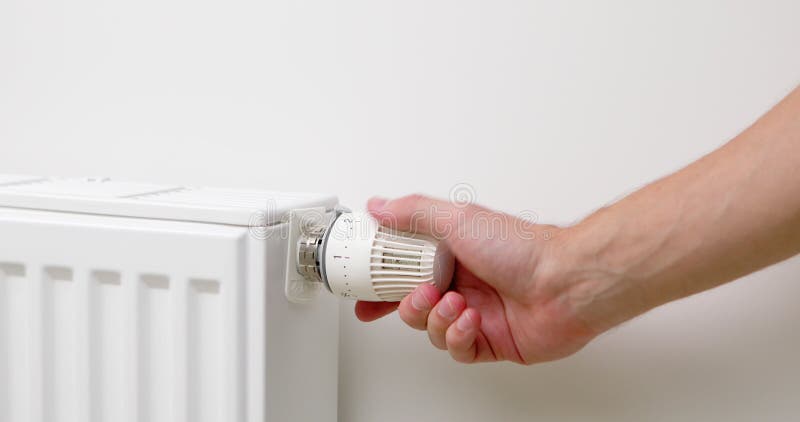 The Man Turns Off the Heating by Setting the Thermostat Stock Video ...
