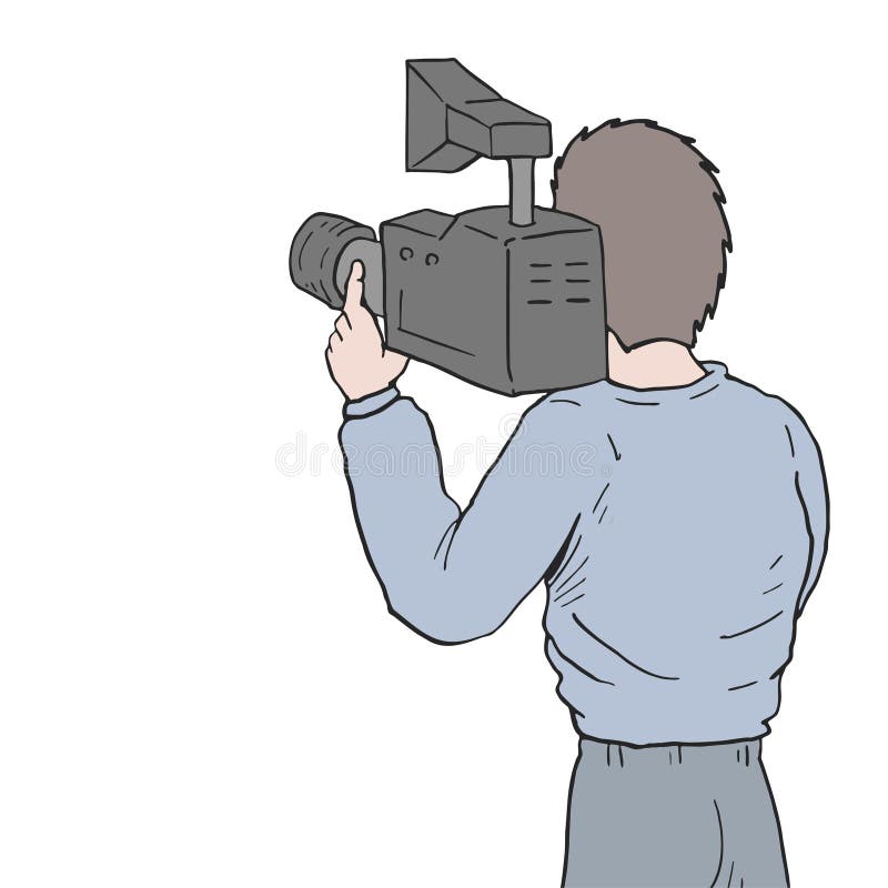 Man with tv cam draw stock vector. Illustration of camera - 290276614