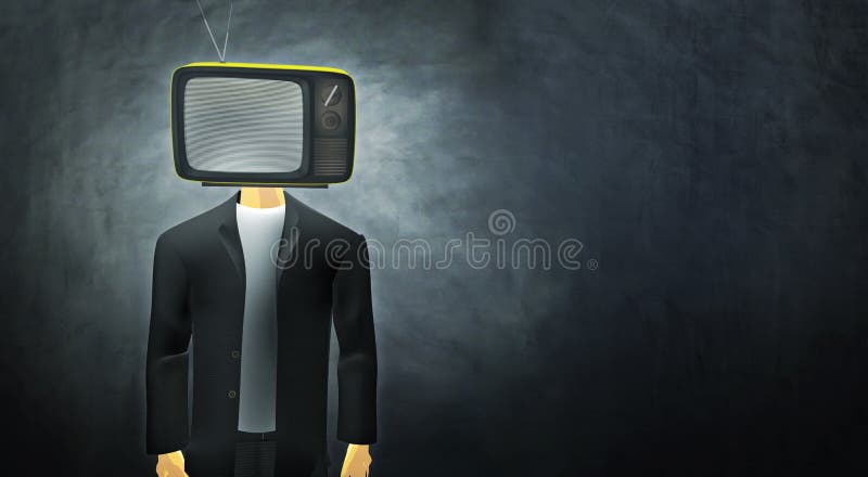 Man with a TV Head. Addiction To Television Stock Illustration ...