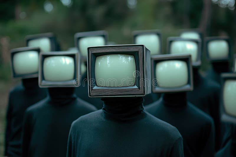 Man with a TV for a Head. Generative AI Stock Illustration ...