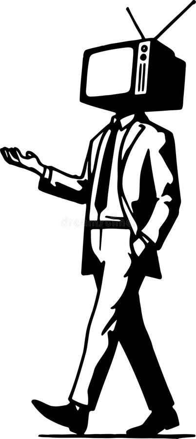 A Man with a TV instead of a Head Walks in a Suit Vector Graphics Stock ...