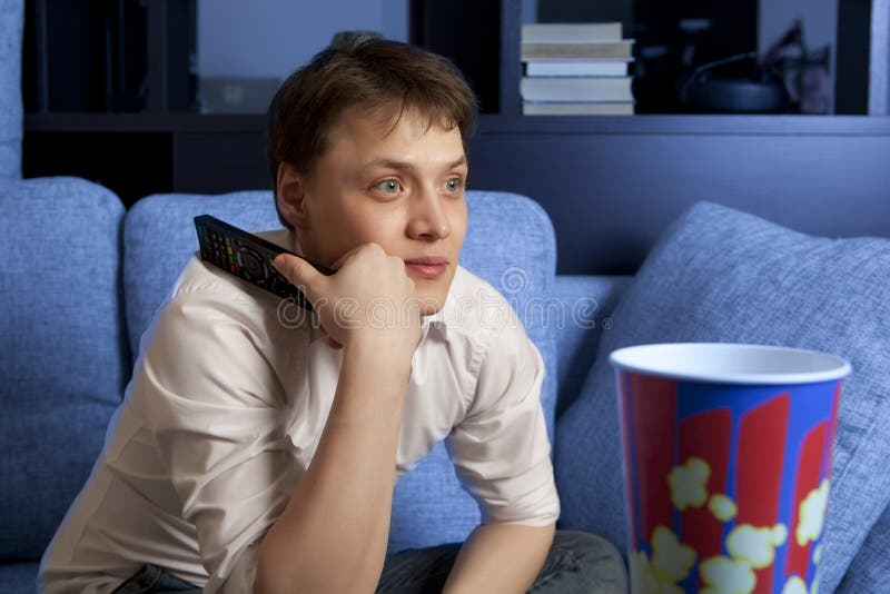 Man with Tv Remote Control at Home Stock Photo - Image of holding ...