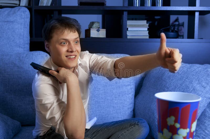Man with Tv Remote Control at Home Stock Photo - Image of lifestyle ...