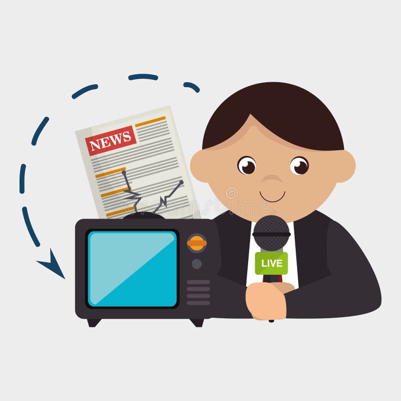 Man tv reportage news stock illustration. Illustration of press - 83147883
